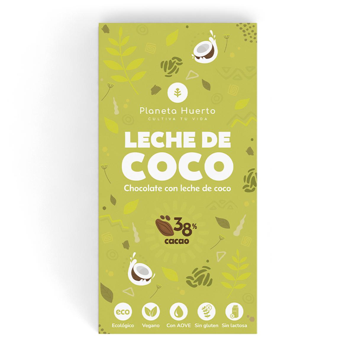 Tableta chocolate con leche de coco vegano 38% ECO Planeta Huerto 70 g ...